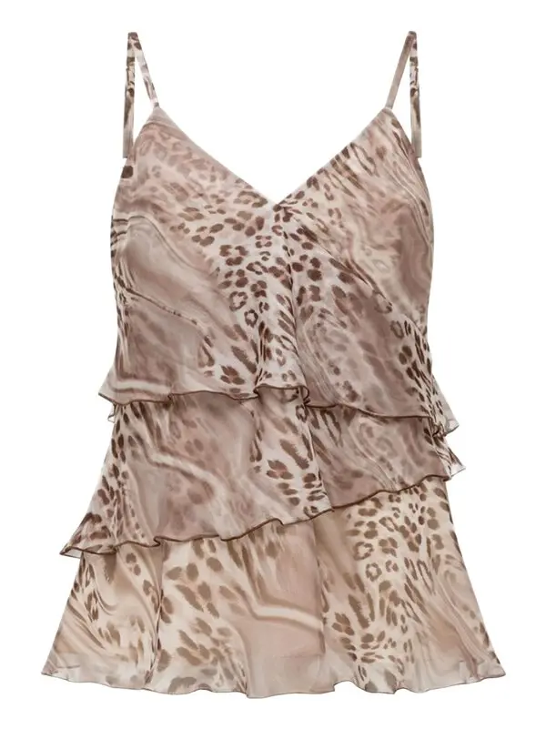 BLUGIRL Animal Print Tiered Chiffon Top - Multi