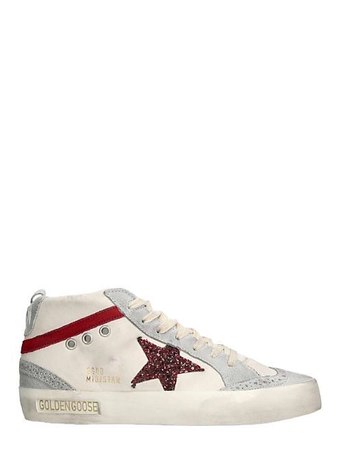 GOLDEN GOOSE Mid Star Glitter Embellished Leather And Suede Mid-top Trainers - White/oth