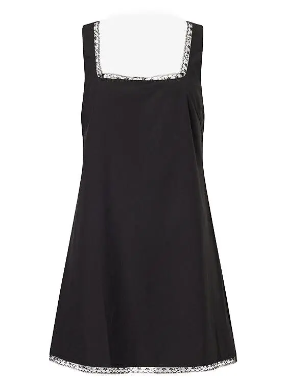Dissh Lace-trimmed Cotton Mini Dress - Black