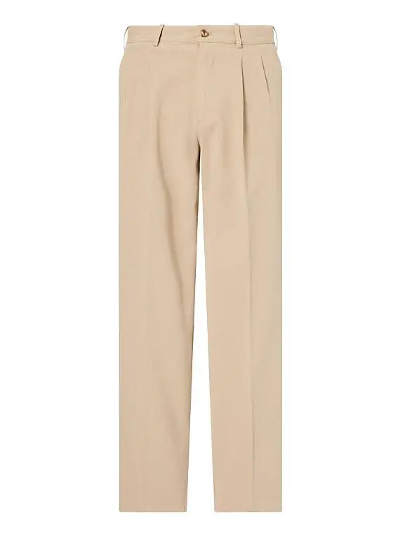 THE ROW Tomasino Pleated Wide-leg Cotton Trousers - Beige