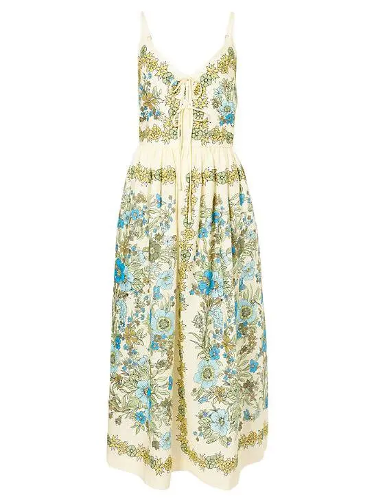 ALEMAIS Sophia Printed Linen Midi Dress - Multi