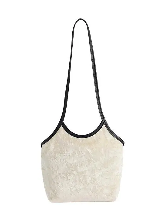 VALESQUE Crushed Velvet Shoulder Bag - Snow