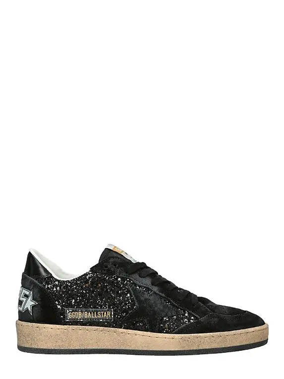 GOLDEN GOOSE Ball Star Glitter Leather-blend Trainers - Black