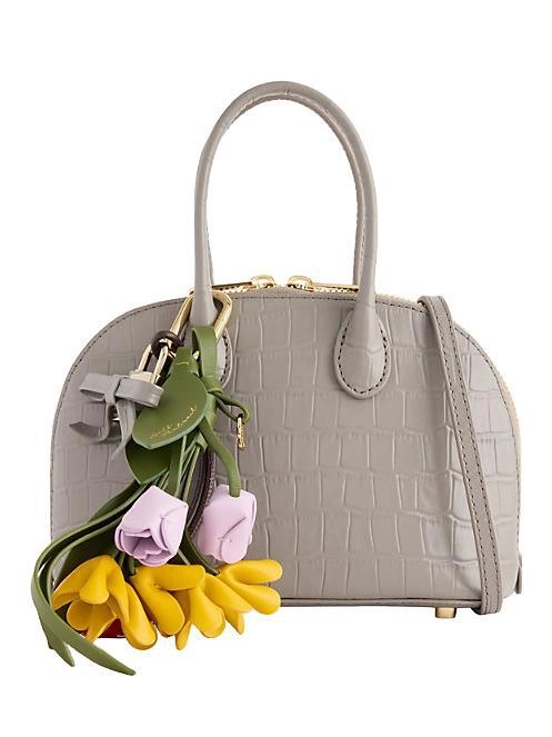 SELF-PORTRAIT Mock-croc Leather Handbag - Grey