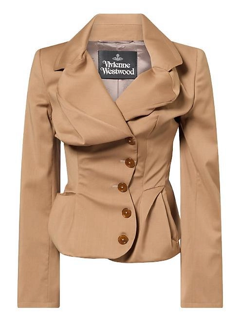 VIVIENNE WESTWOOD Drape Detail Wool Jacket - Camel