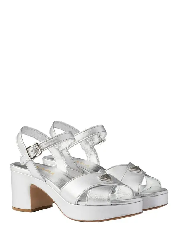 Prada Nappa Leather Platform Sandals - Silver
