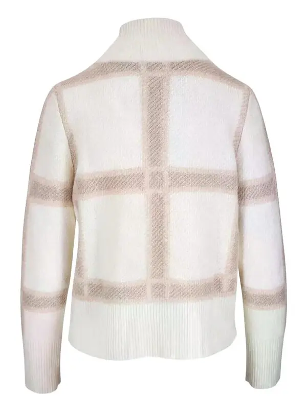 Akris Checkered High Neck Sweater - White
