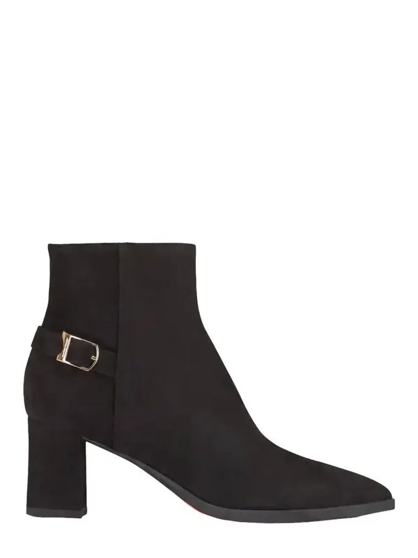 Santoni Elly Buckle Detail Pointed Toe Ankle Boots - Black