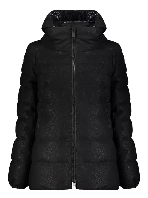 Herno Hooded Padded Jacket With Glitter Effect - Black