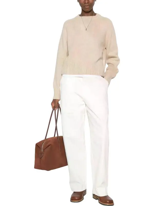 Extreme Cashmere Ribbed-trim Fine Knit Sweater - Neutrals