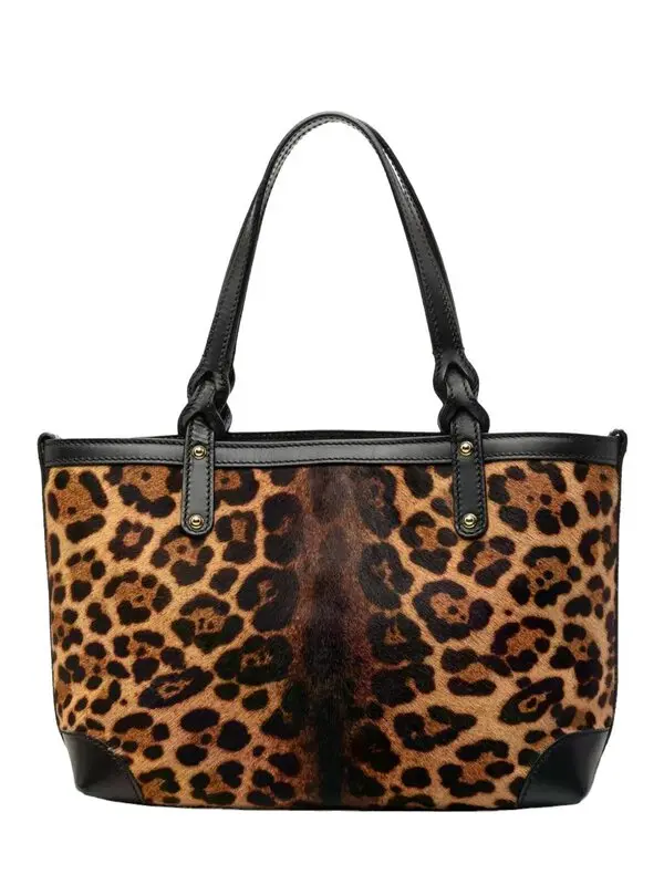 Gucci Pony Hair Leopard Print Tote Bag - Brown