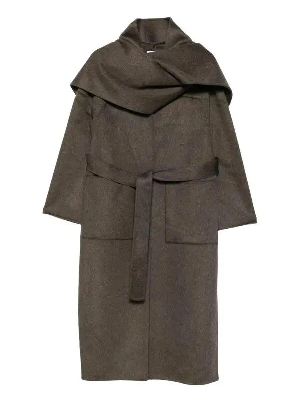 THE DYNAMIS STUDIO Scarf-detail Belted Coat - Brown