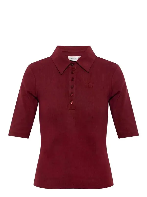 GESTUZ Ribbed-knit Polo Shirt - Red