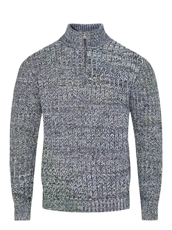 Orlebar Brown Lennard Crochet-knit Half-zip Sweater - Blue