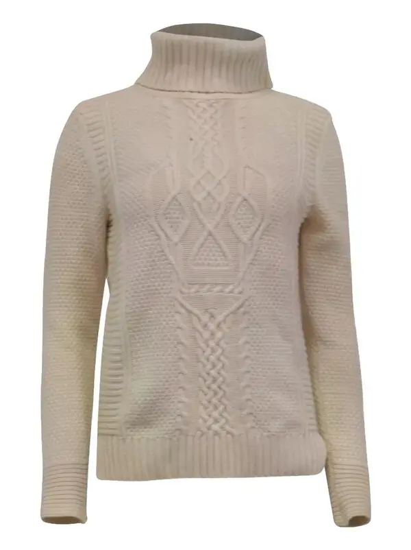 Skull Cashmere Cable-knit Turtleneck Sweater - Neutrals