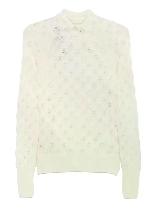 Ermanno Scervino Pointelle Knit High Neck Sweater - Neutrals
