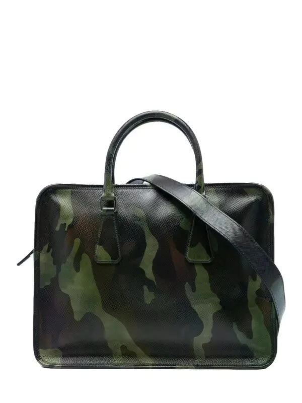 Prada Saffiano Camouflage Briefcase - Blue