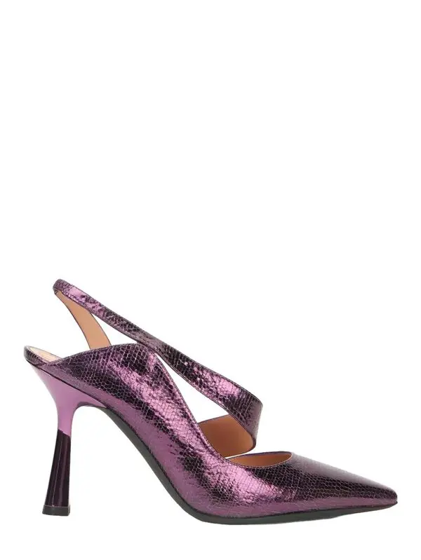 Alberta Ferretti Metallic Snakeskin Effect Pointed Toe Slingback Pumps - Purple
