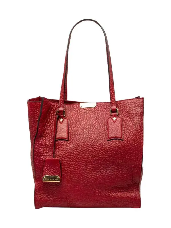 Burberry Grained Calfskin Heritage Woodbury Tote Bag - Red