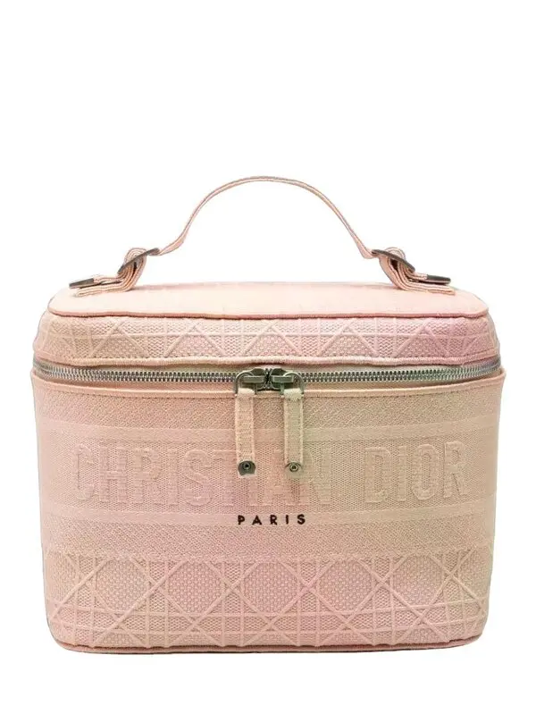 Dior Diortravel Canvas Cannage D Lite Case Vanity Bag - Pink