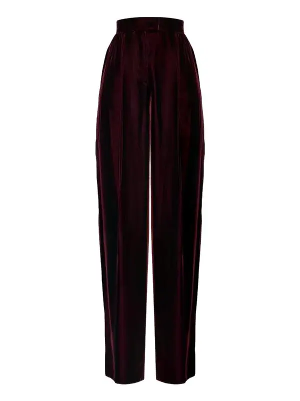Valentino Garavani Velvet Pleated Wide-leg Trousers - Red