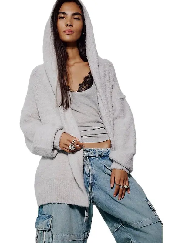 Free People Thistle Hooded Cardigan - Grey Combo