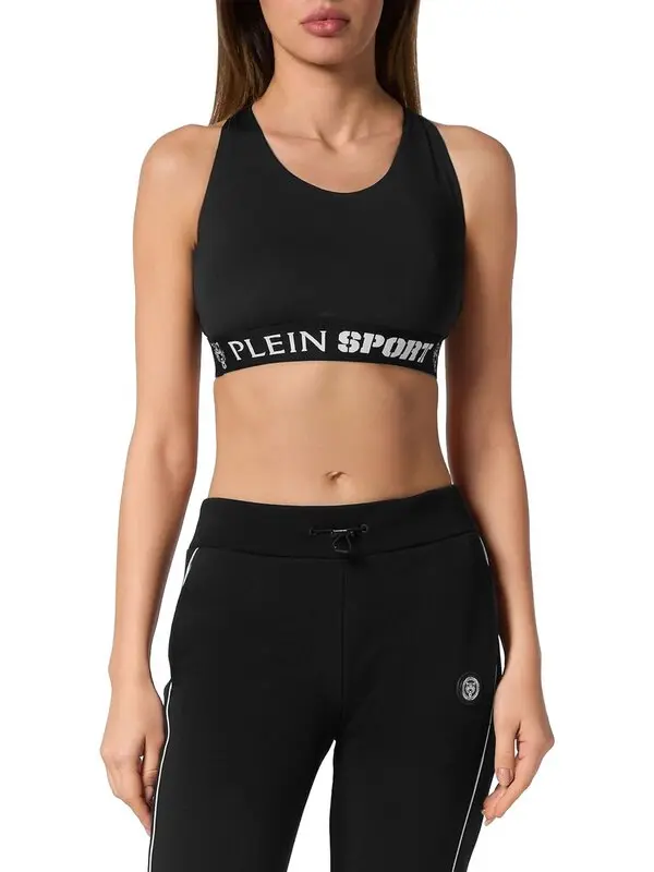 PLEIN SPORT Racerback Top With Contrast Branding - Black