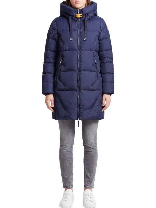 PARAJUMPERS Janet Long Quilted Nylon Down Jacket With Hood - Navy