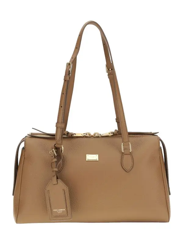 Dolce & Gabbana Vittoria Grained Calfskin Shoulder Bag - Brown