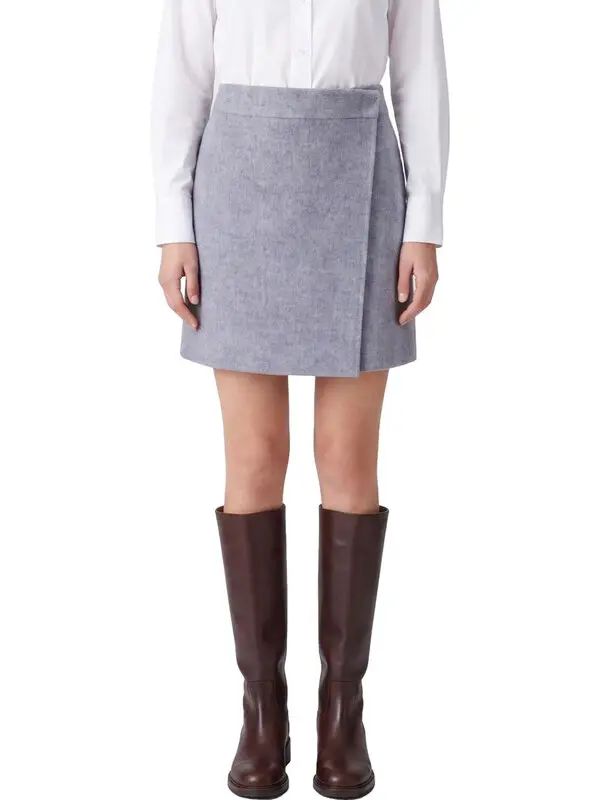 SEMICOUTURE High-waisted Wool Wrap Miniskirt - Grey