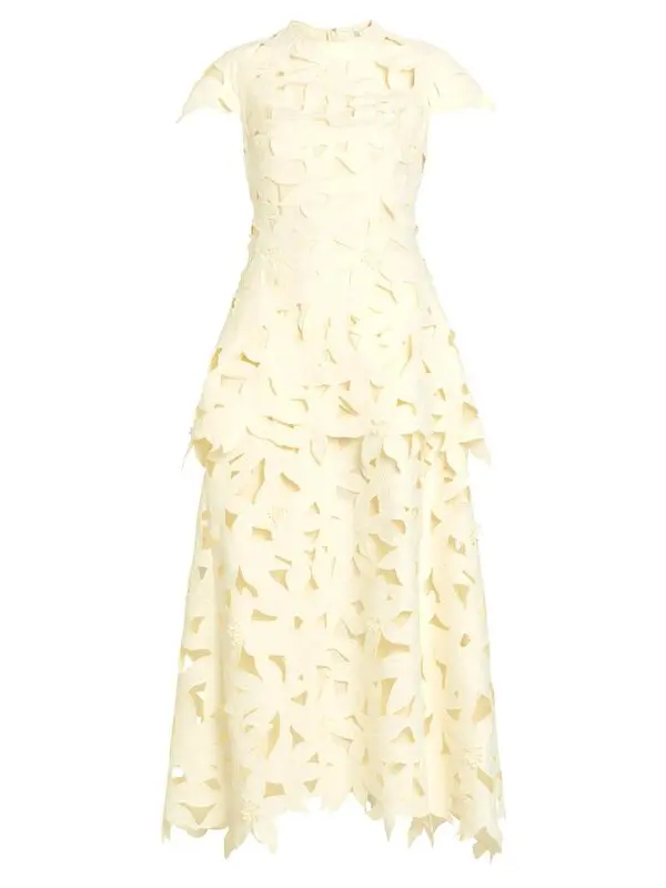 Simkhai Floral Cutwork Woven Midi Dress - Ivory