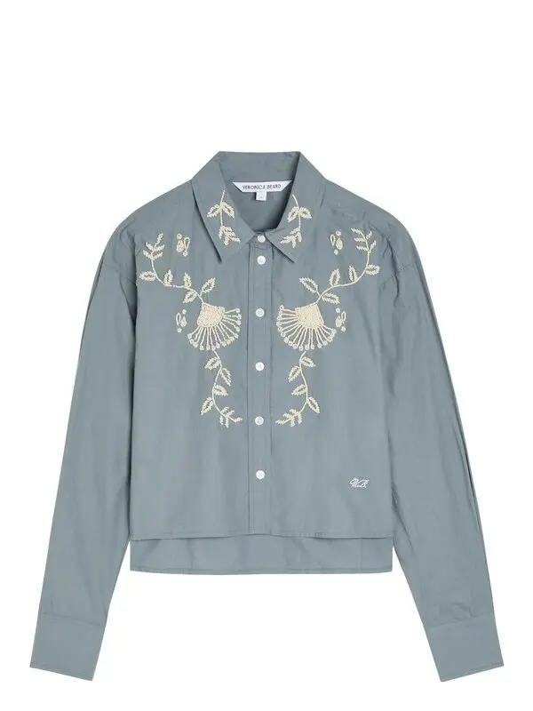 Veronica Beard Embellished Cotton Shirt - Blue