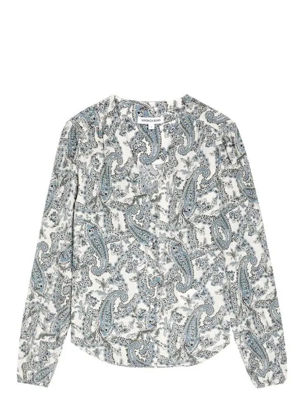 Veronica Beard Farah Printed Silk-blend Blouse - Ecru