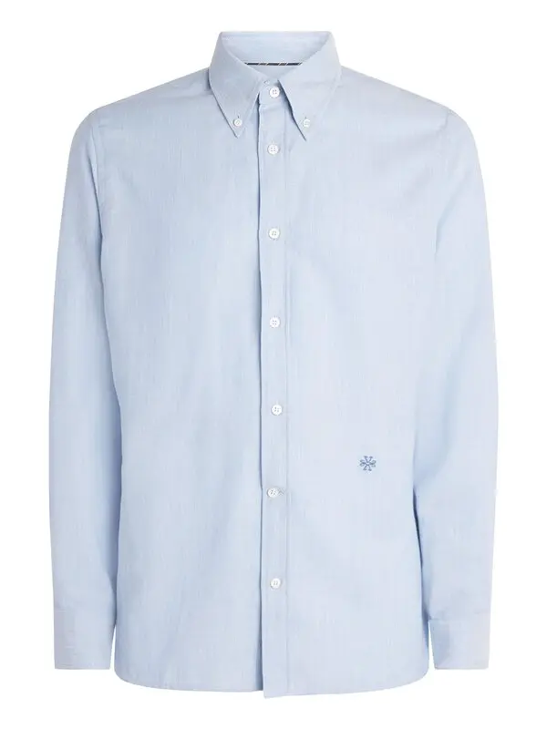 JACOB COHЁN Cotton-cashmere Batavian Twill Embroidered Shirt - Blue