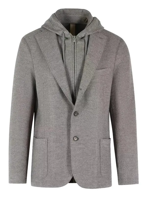 Eleventy Hooded Single-breasted Blazer - Grey