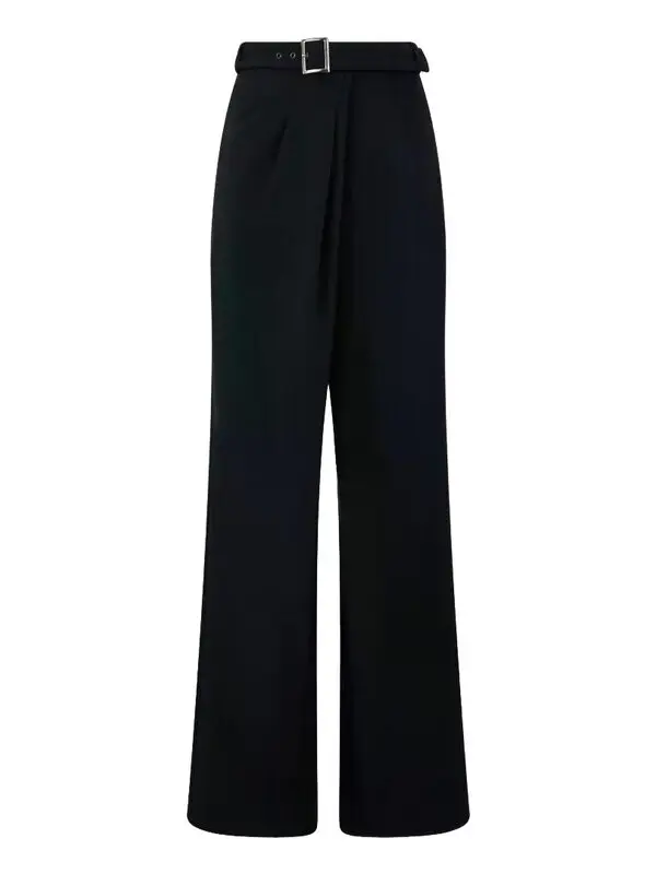 Alberta Ferretti Belted Pleated Wide Leg Trousers - Black