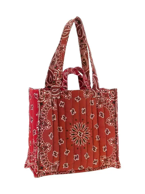 CALL IT BY YOUR NAME Bandana Print Quilted Tote Bag - Red