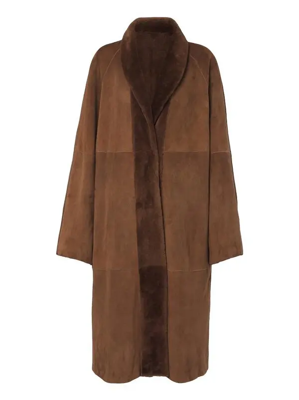 THE ROW Kane Reversible Suede And Shearling Coat - Brown