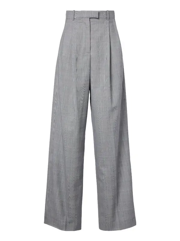 Givenchy Checked Wool Wide-leg Trousers - Grey