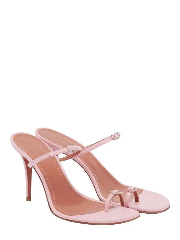 Amina Muaddi Adut Embellished Leather Sandals - Pink