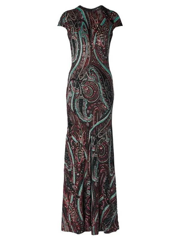 Etro Paisley Velvet Devoré Gown - Multicoloured