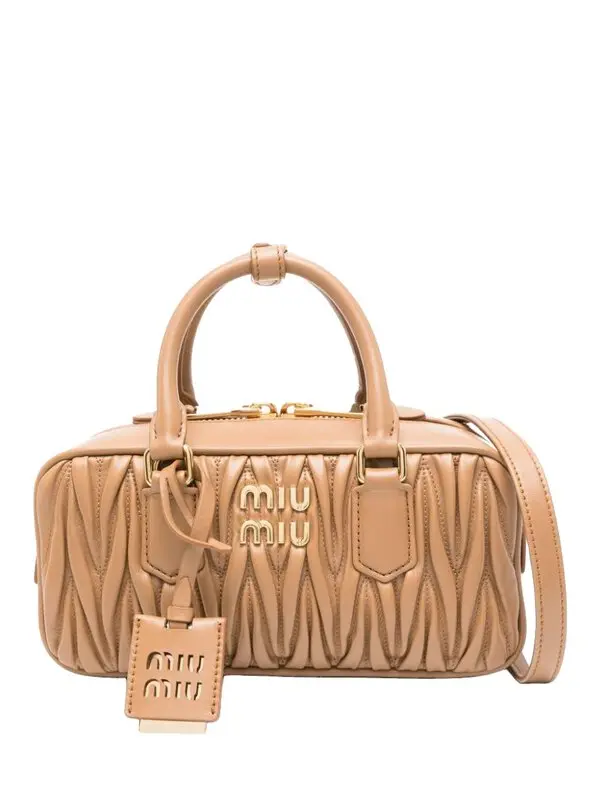 Miu Miu Arcadie Leather Handbag - Beige