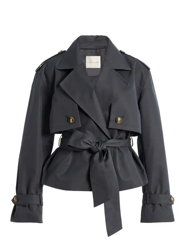 FAVORITE DAUGHTER The Cropped Charles Cotton-blend Trench Coat - Grey