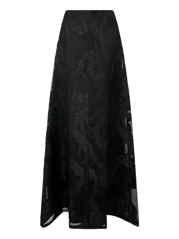 Alberta Ferretti Floral Jacquard Maxi Skirt - Black