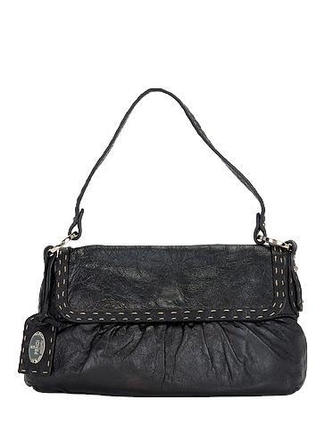 Fendi Calfskin Leather Shoulder Bag - Black