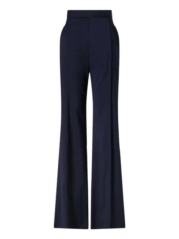 VIVIENNE WESTWOOD Serge Pleated Flared Wool Trousers - Blue