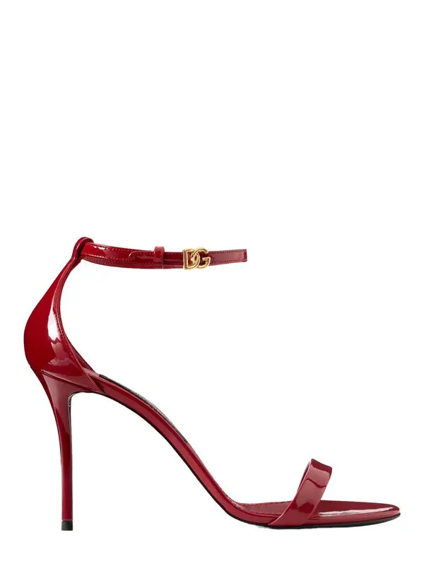 Dolce & Gabbana Patent Leather Logo Detail Sandals - Red
