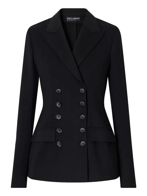 Dolce & Gabbana Double-breasted Grain De Poudre Stretch-wool Blazer - Black