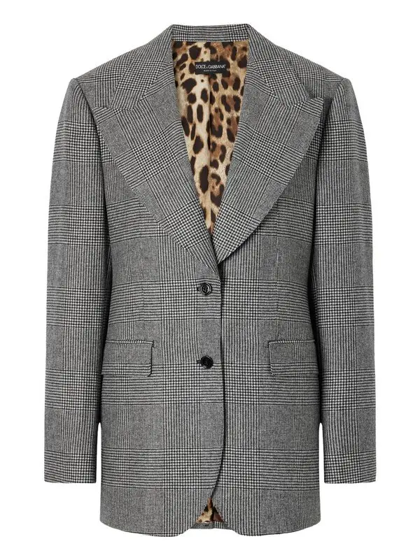 Dolce & Gabbana Prince Of Wales Wool And Cashmere-blend Blazer - Gray