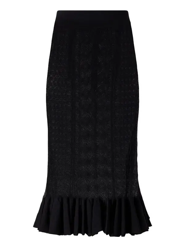 Dolce & Gabbana Ruffled Lace Midi Skirt - Black